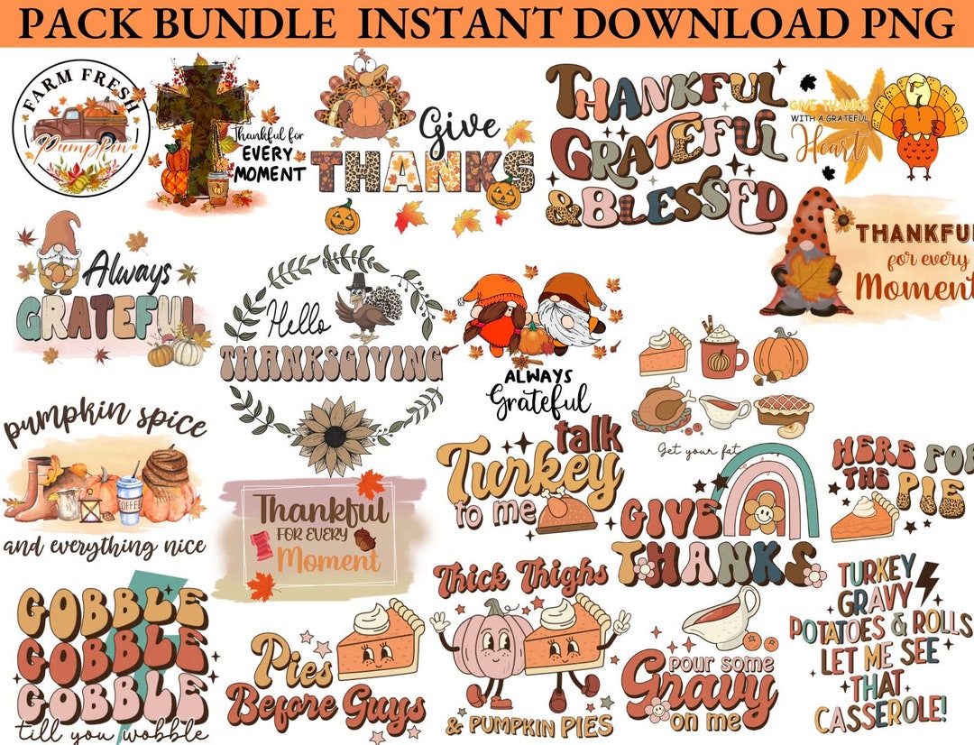 Thanksgiving PNG Bundle, Fall PNG Bundle, Pumpkin PNG Bundle, Pumpkin ...