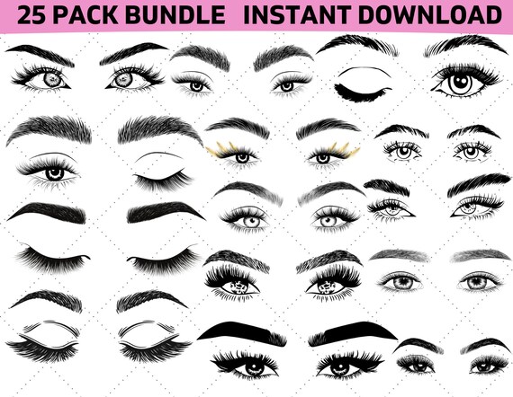 Eyelashes Bundle SVG Eyebrows SVG Makeup SVG Eyebrow - Etsy