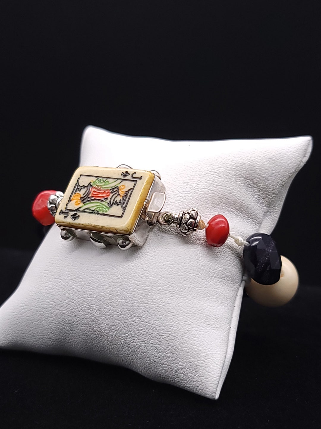 Enchanting Jack of Spades Clasp Onyx Bracelet - Etsy