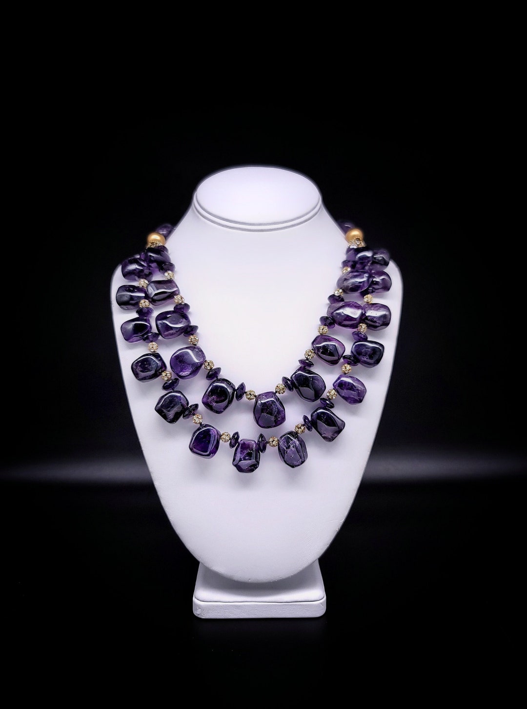 Amethyst and Venetian Glass Clasp Necklace - Etsy