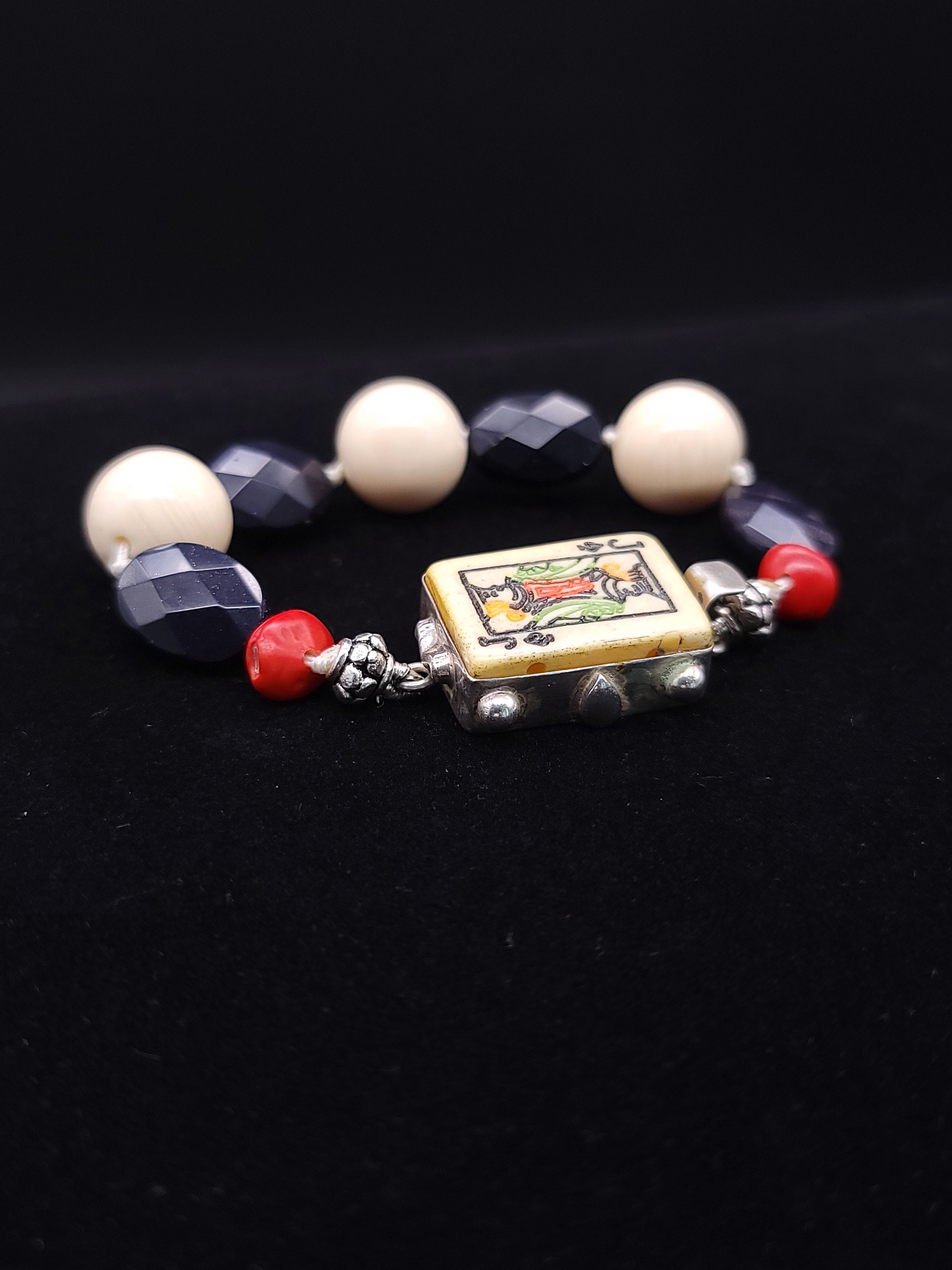 Enchanting Jack of Spades Clasp Onyx Bracelet - Etsy