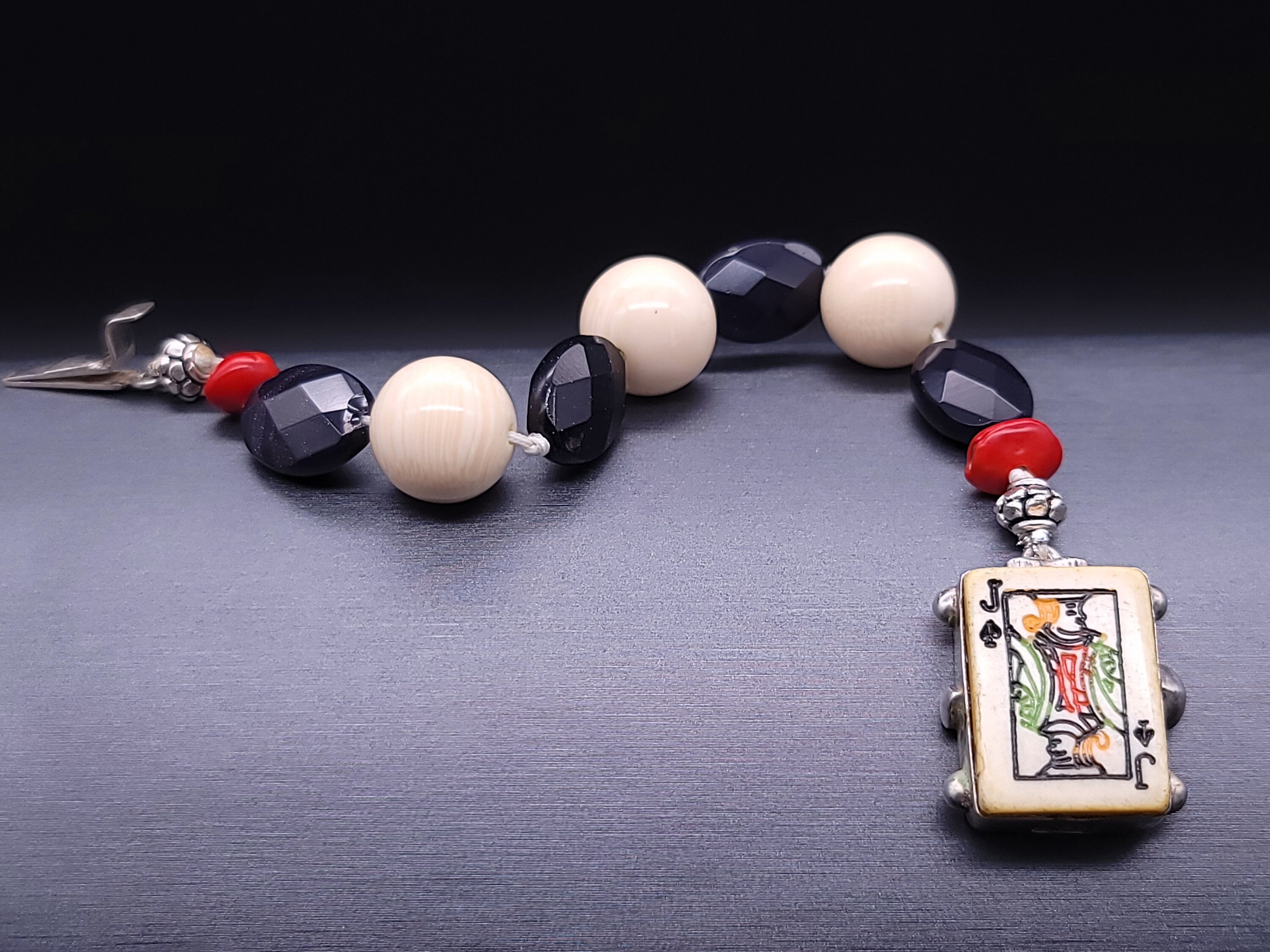 Enchanting Jack of Spades Clasp Onyx Bracelet - Etsy