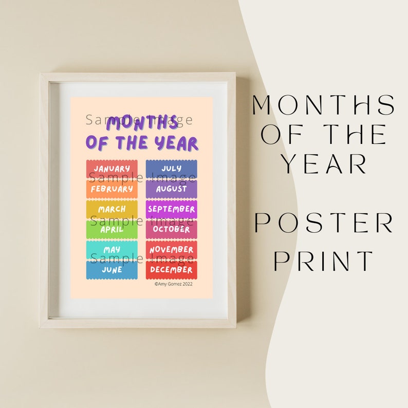 Months of the Year Educational Poster Digital Print - Etsy