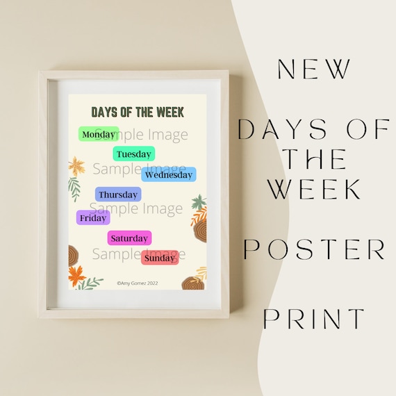 Days of the Week Educational Poster Digital Print | Etsy
