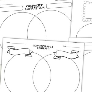 Compare and Contrast Graphic Organizers | Character Analysis (PDF) - Etsy