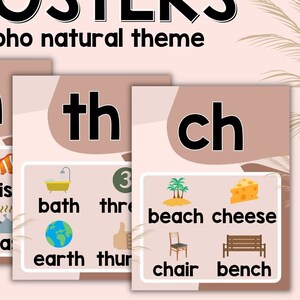 Digraph Posters Boho Natural Theme Digraph Signs 7 Common - Etsy