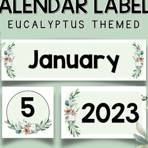Printable Calendar Labels Printable Pocket Chart Calendar Label Set ...