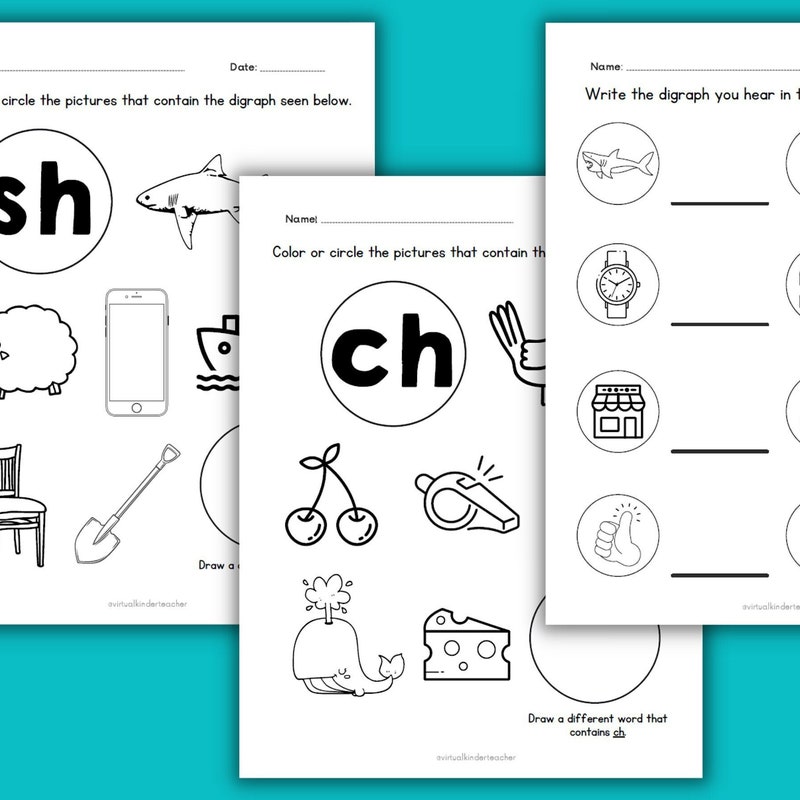 Digraph Phonics Worksheets - Etsy