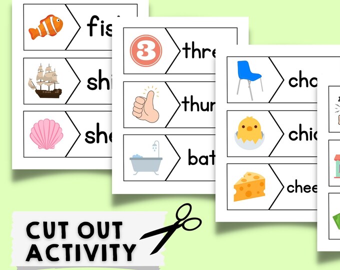 Digraph Craft- Consonant Digraph Flashcards- Digraph Worksheets- CH ...