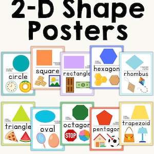 2D Shapes Rainbow Shape Posters Math Posters Homeschool Classroom Decor ...