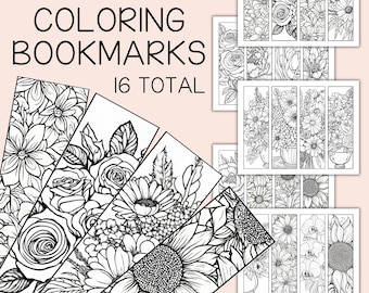 Printable Coloring Flower Bookmarks - Etsy