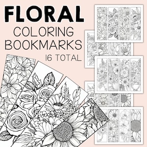 Floral Printable Coloring Bookmarks Flower Coloring Printable Bookmarks ...