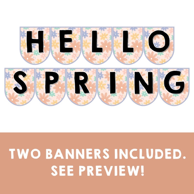 Spring Bulletin Board Decor Happy Spring Printable Banner Spring Flower ...