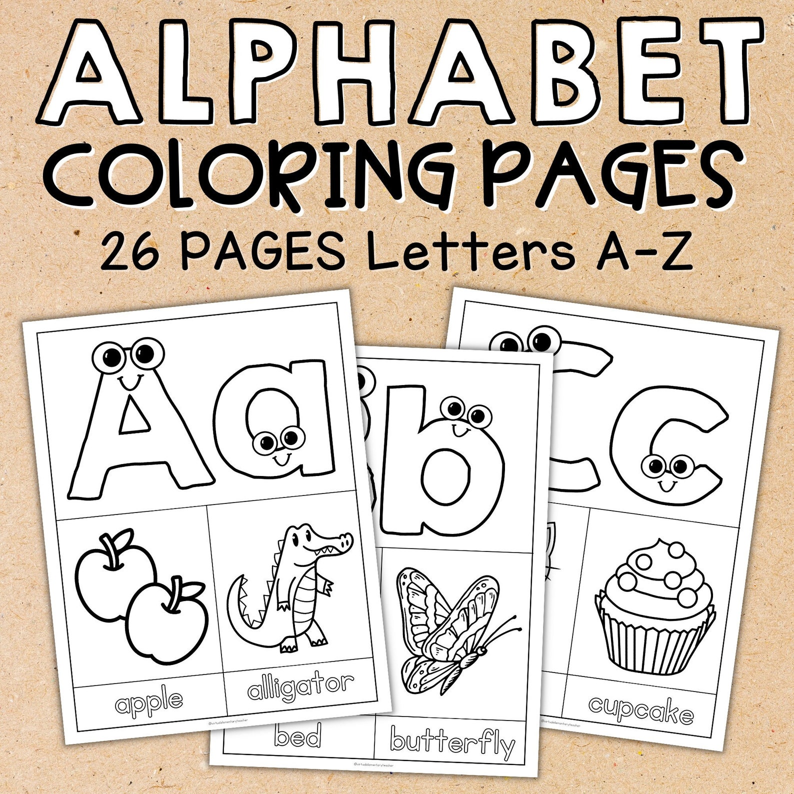 Alphabet Coloring Pages for Kids ABC Printable Coloring Book Learning ...