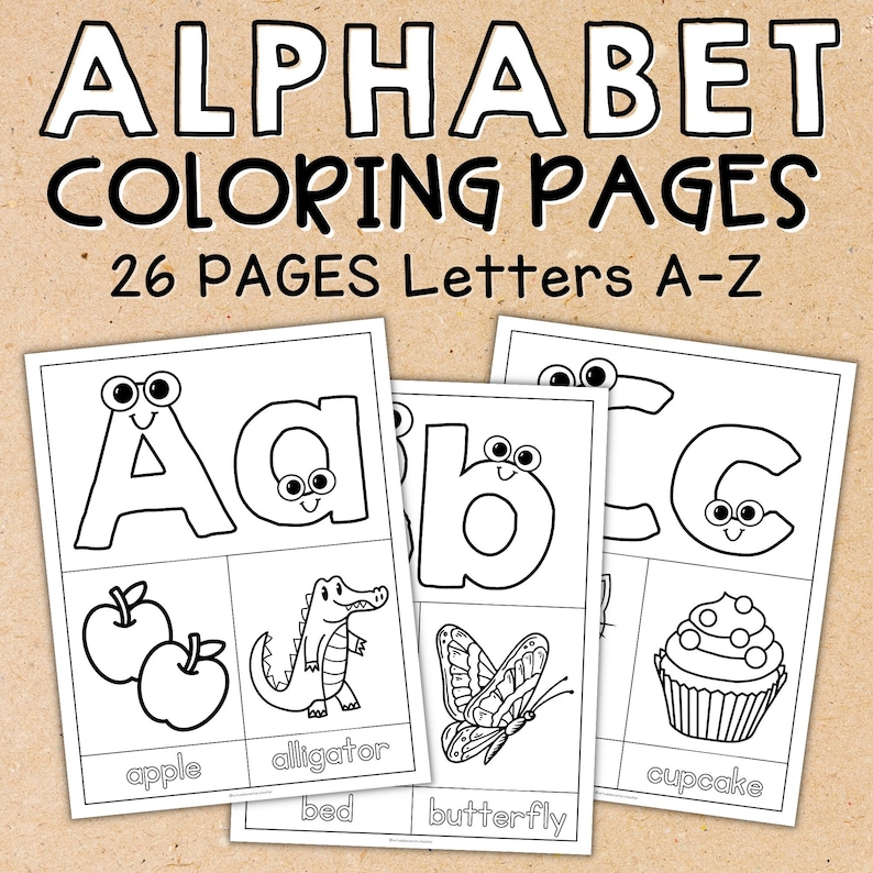 Alphabet Coloring Pages for Kids ABC Printable Coloring Book Learning ...
