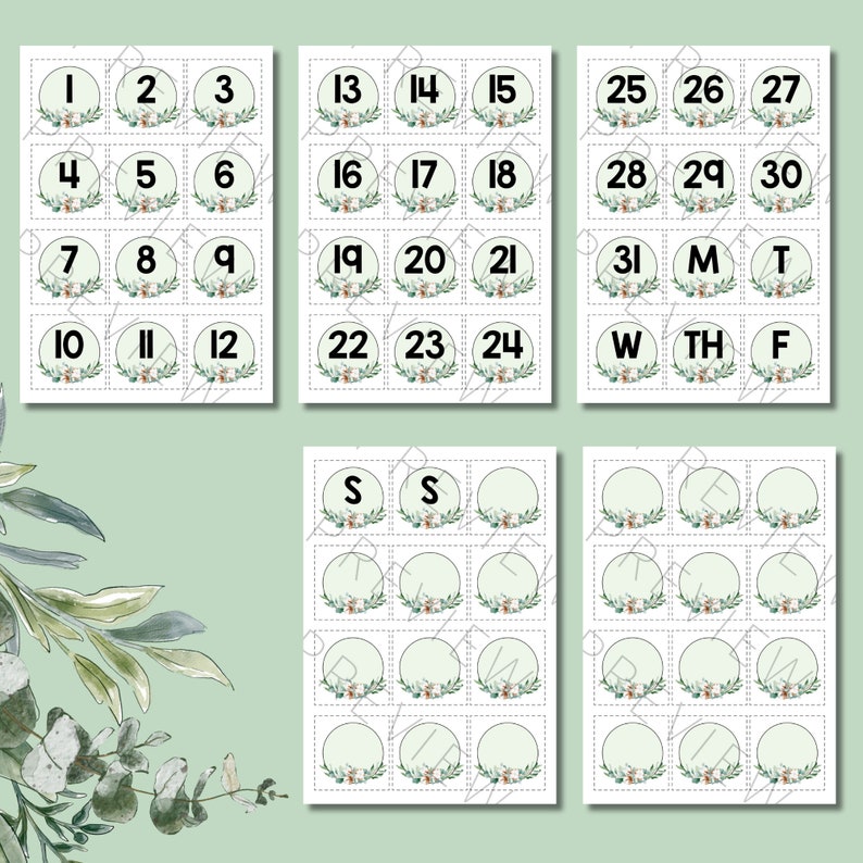 Printable Calendar Labels Printable Pocket Chart Calendar Label Set ...