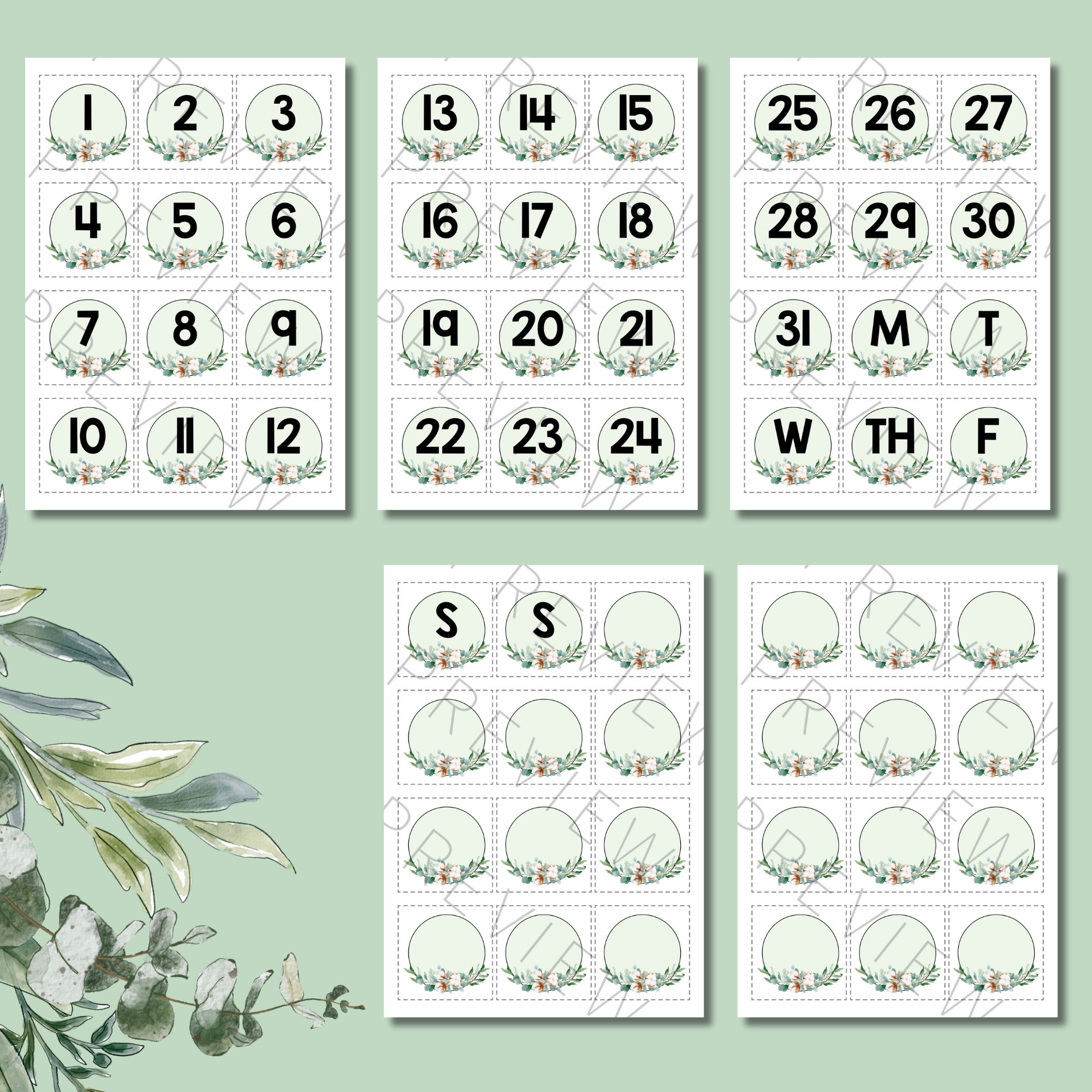 Printable Calendar Labels Printable Pocket Chart Calendar Label Set ...