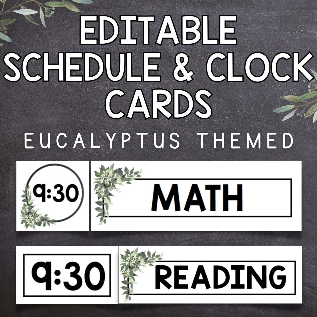 Schedule Cards Eucalyptus Theme Homeschool Printable Schedule Editable ...
