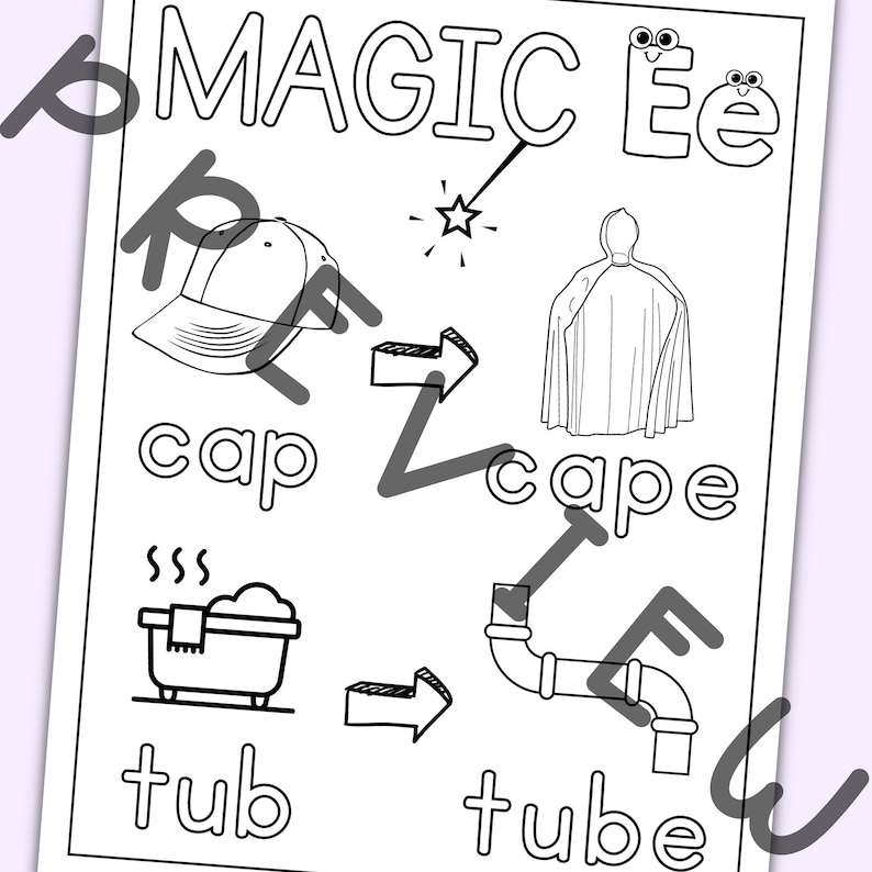 Magic E Worksheets and Coloring Pages Silent E Long Vowel Activity ...