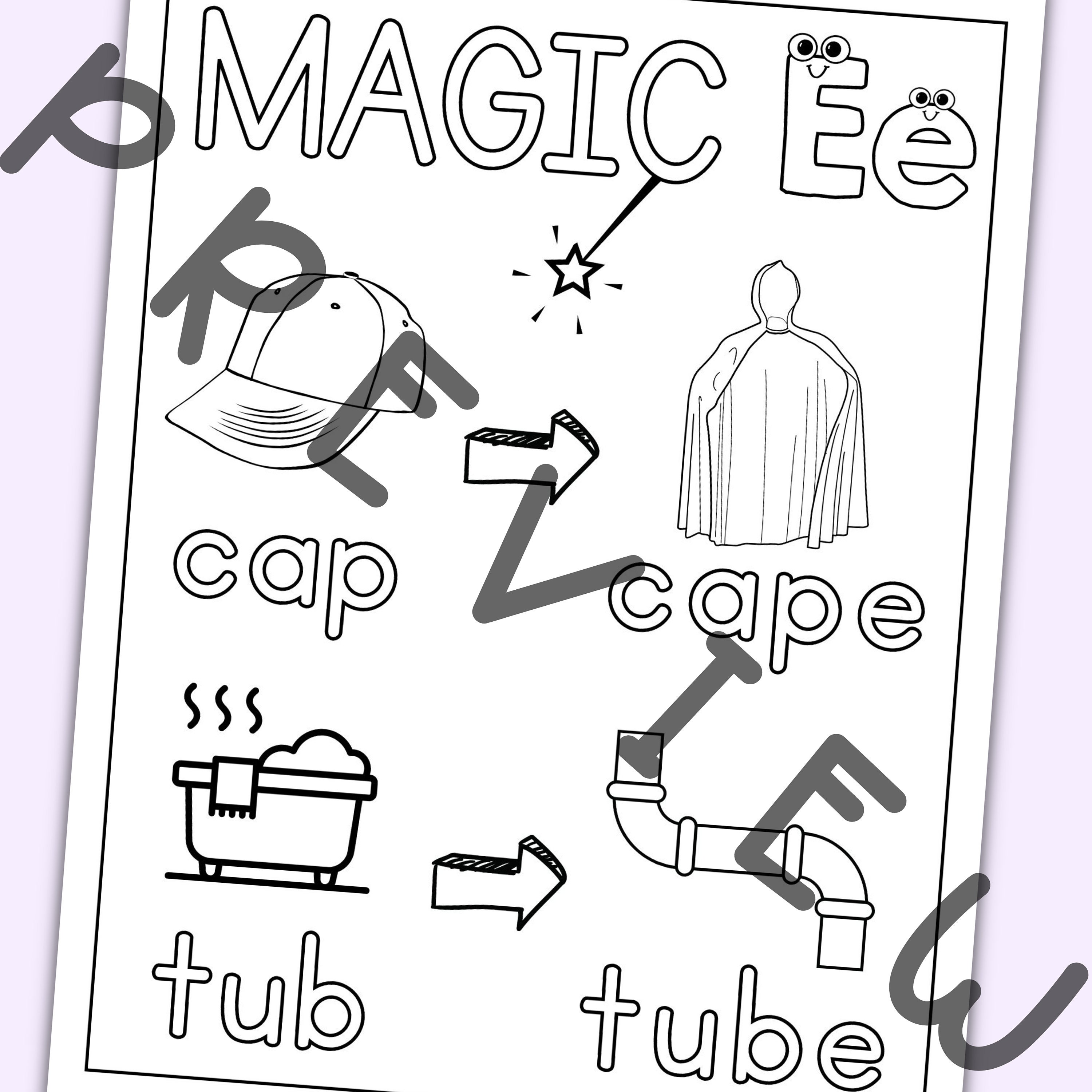Magic E Worksheets and Coloring Pages Silent E Long Vowel Activity ...