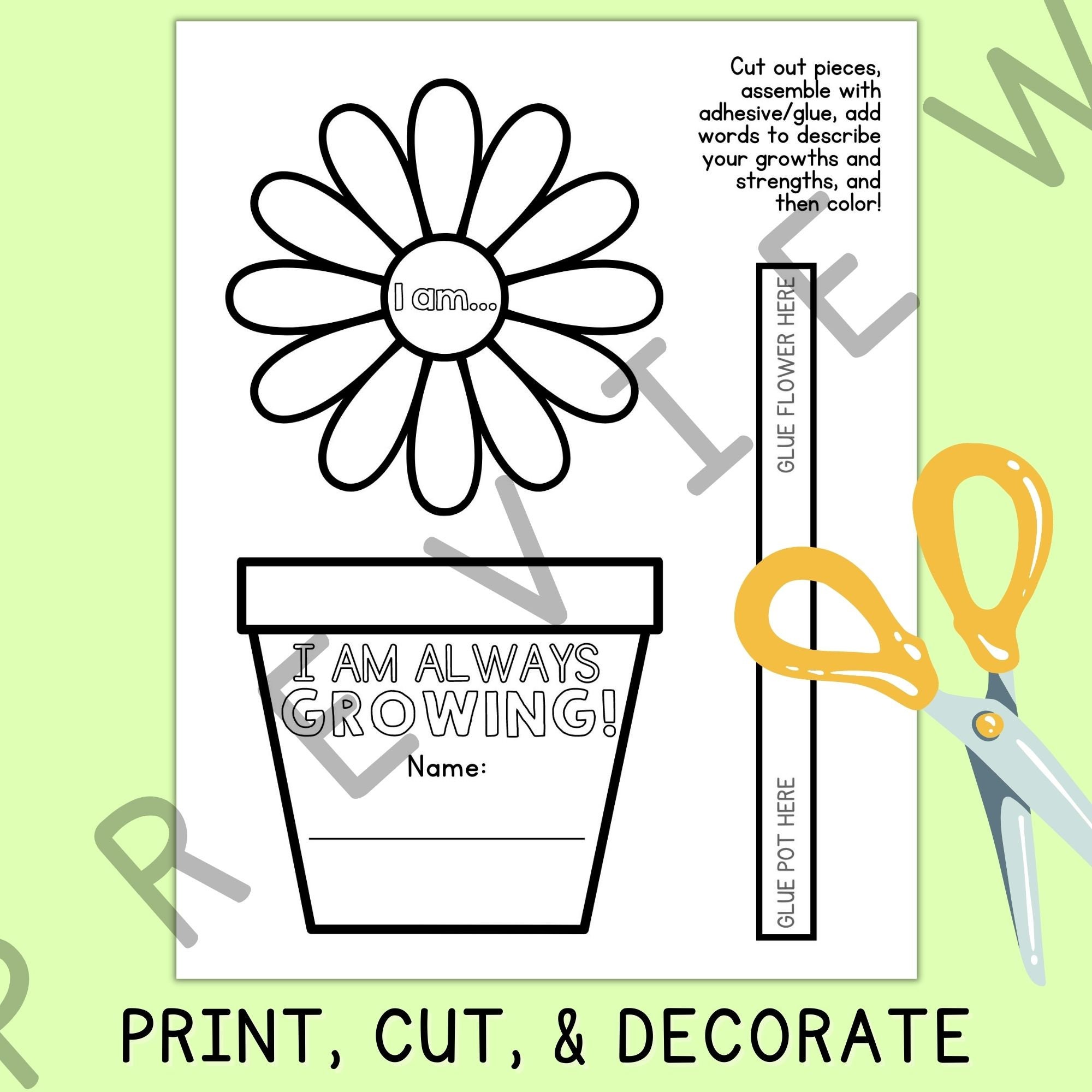 Growth Mindset Craft SEL Worksheet SEL Craft Activity Homeschool ...