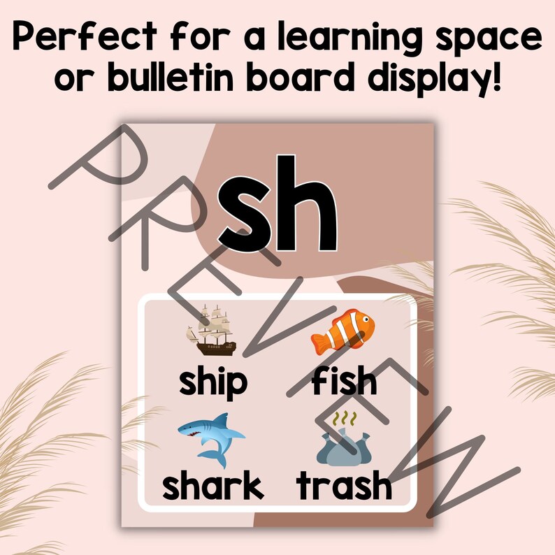 Digraph Posters Boho Natural Theme Digraph Signs 7 Common - Etsy