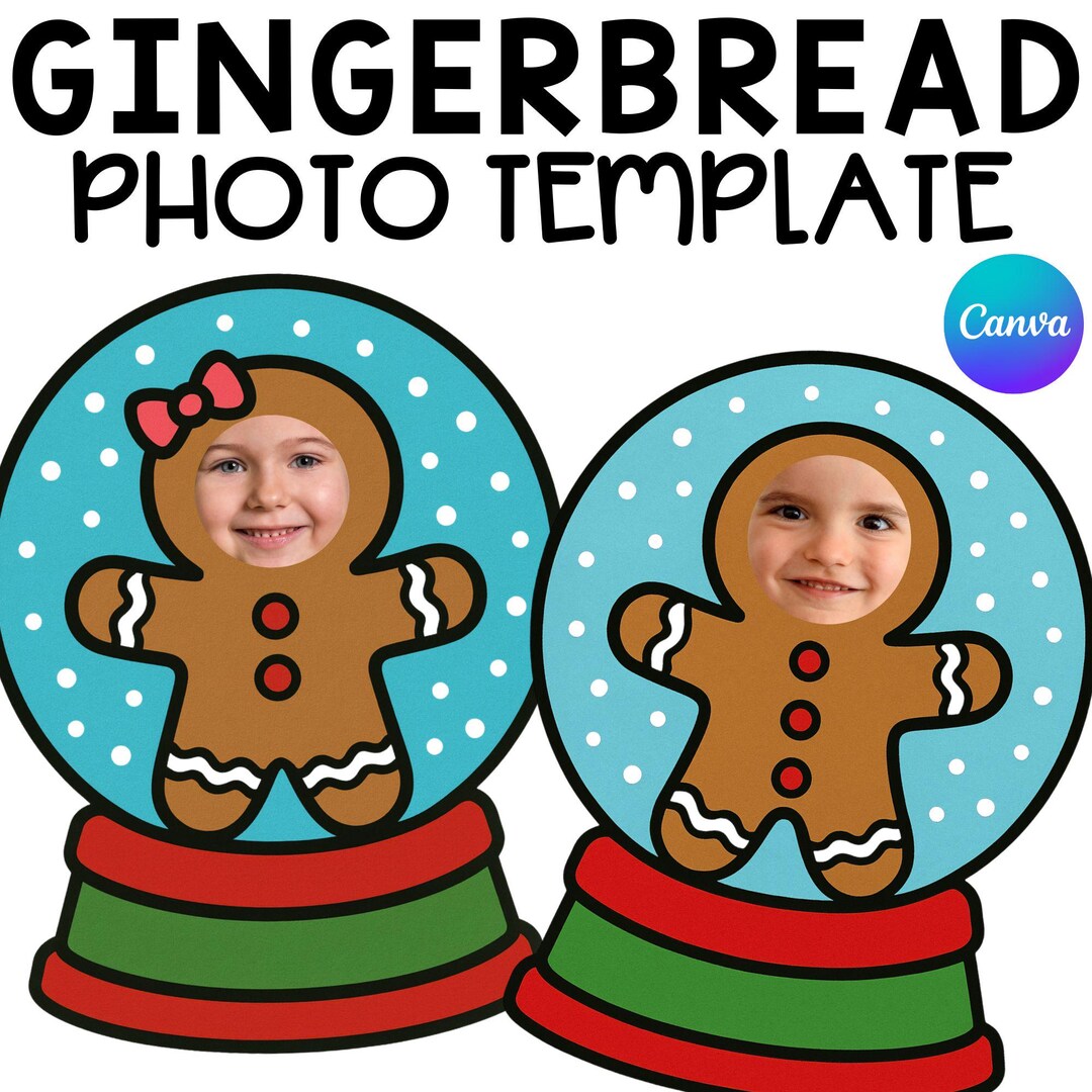 Gingerbread Snow Globe Photo Template | Custom Christmas Art | Picture ...