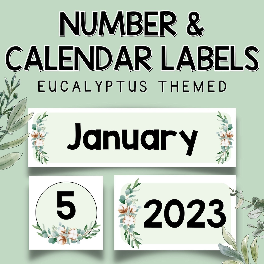 Printable Calendar Labels Printable Pocket Chart Calendar Label Set ...