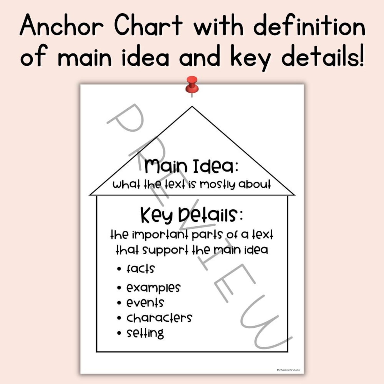 Main Idea Anchor Chart Main Idea Key Details Worksheet Reading ...