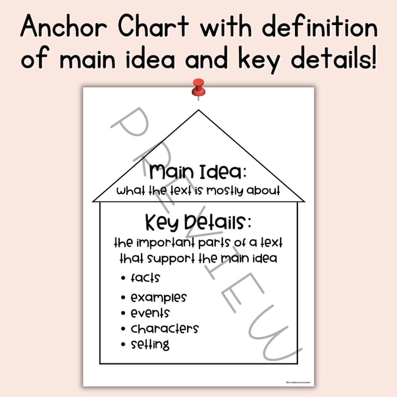 Main Idea Anchor Chart Main Idea Key Details Worksheet Reading ...