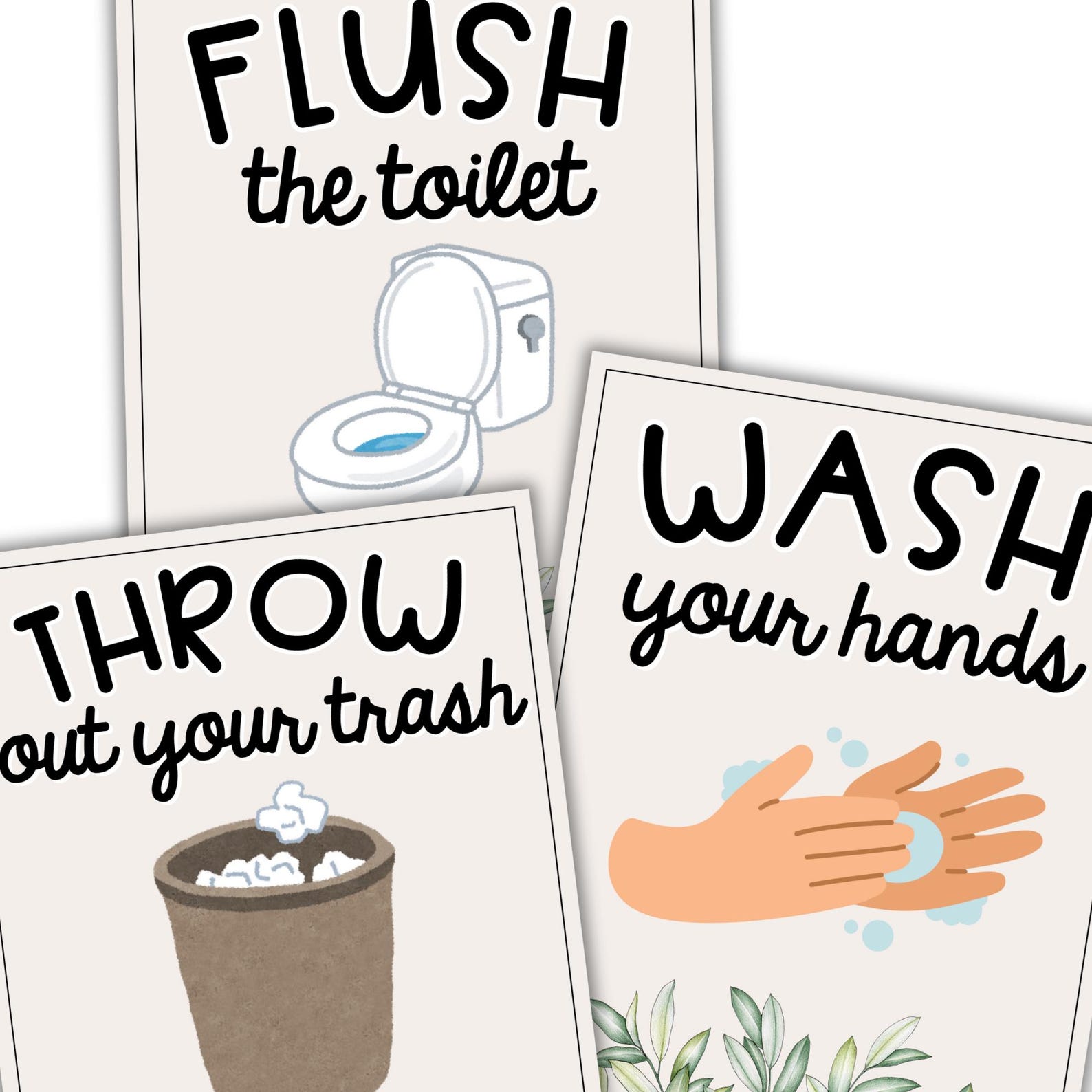 Botanical Bathroom Rules Poster Set | Neutral Classroom Decor (PDF) - Etsy