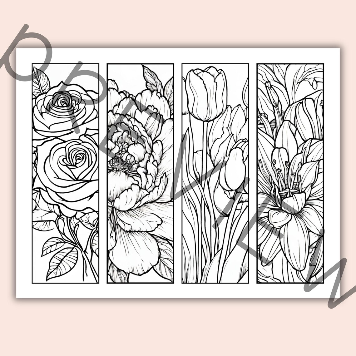 Floral Printable Coloring Bookmarks Flower Coloring Printable Bookmarks ...