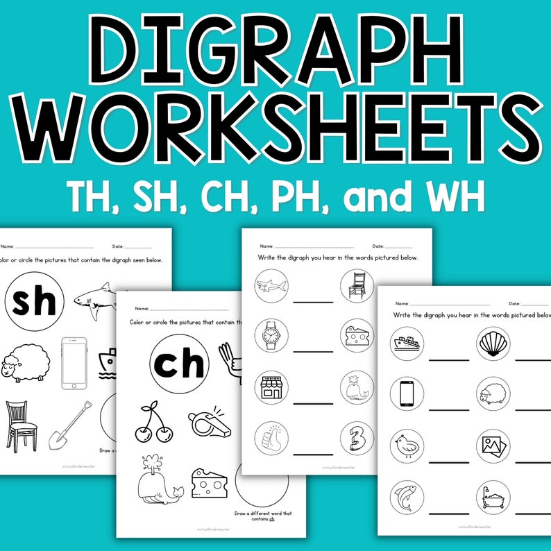 Digraph Worksheets Th Ch Sh Ph Wh Digraph Blends Activities Homeschool ...