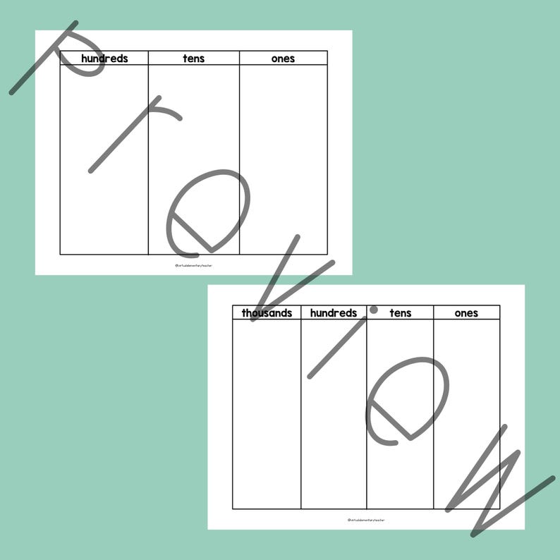 Place Value Mats Printable Place Value Chart Math Center Graphic ...