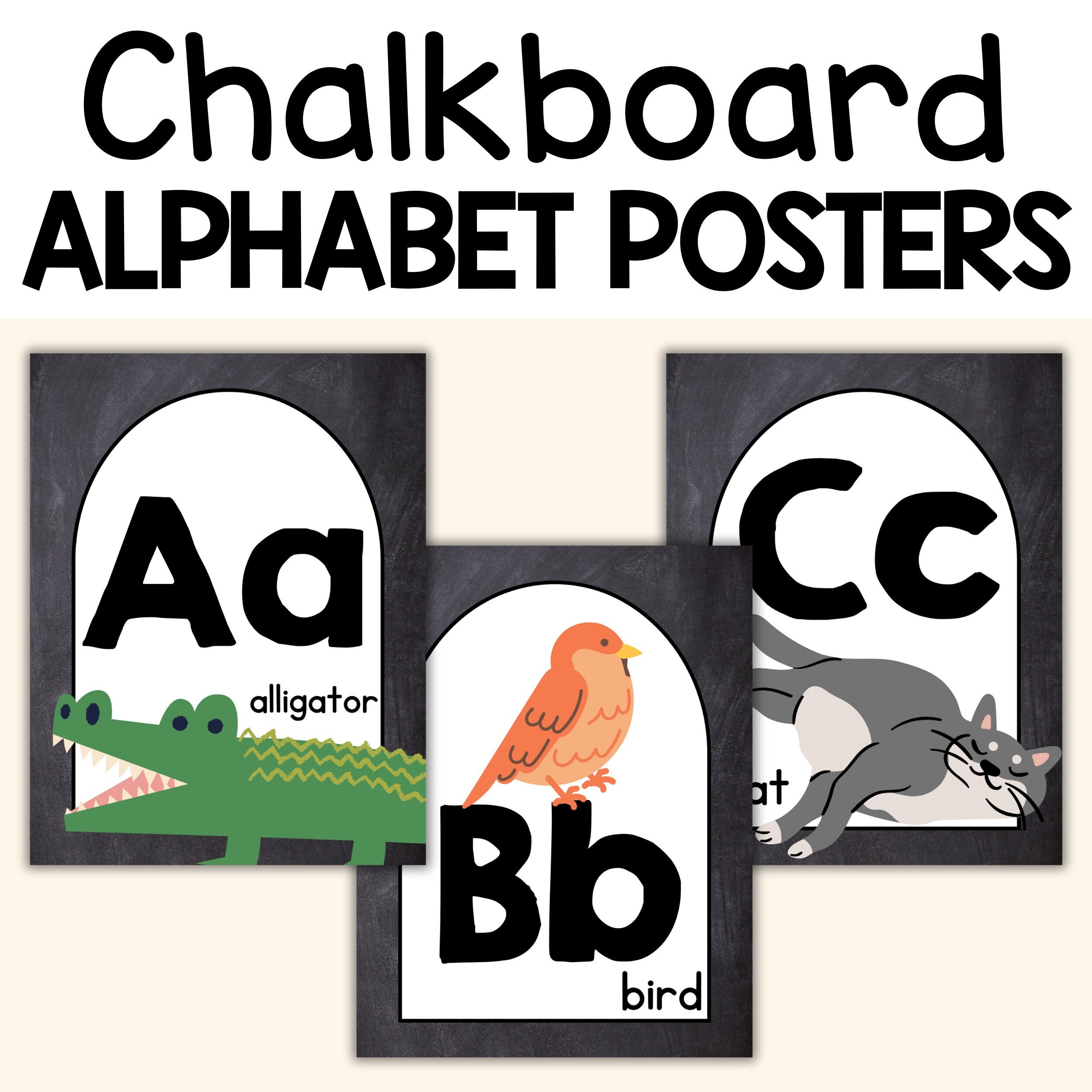 Chalkboard Alphabet Posters ABC Posters Alphabet Banner Decor ...