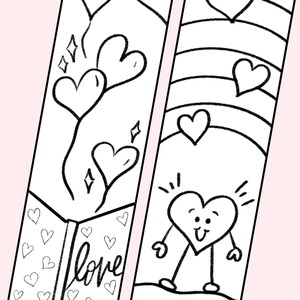 Heart Coloring Bookmarks - Printable Valentines Day Theme (digital) - Etsy