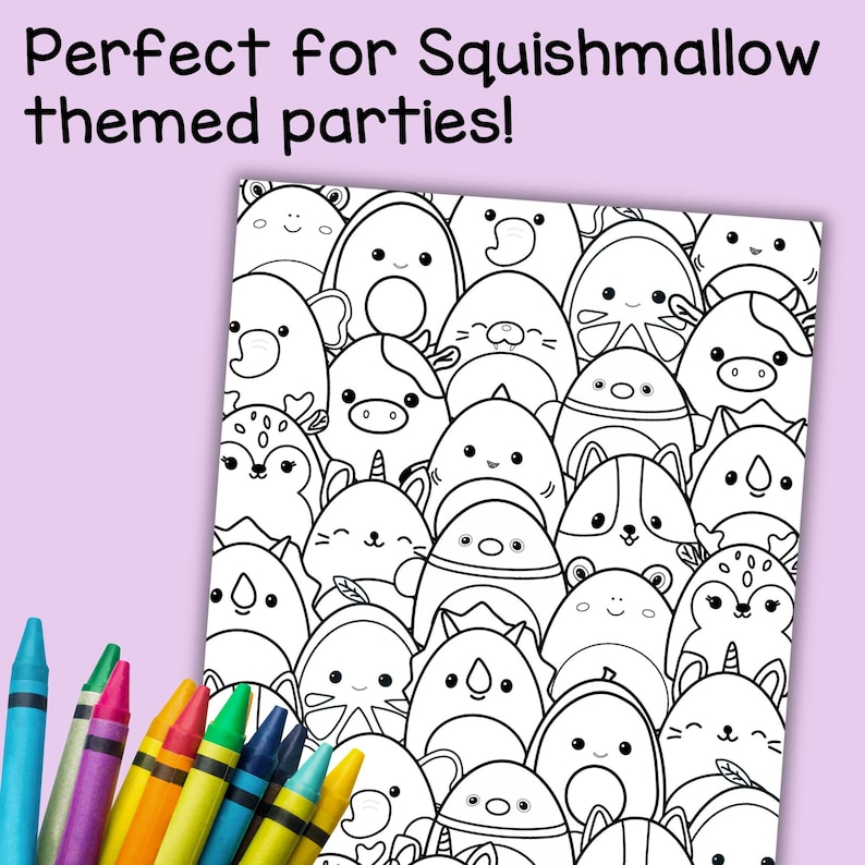 Squishmallow Animal Coloring Pages, Party Activities (digital Download ...