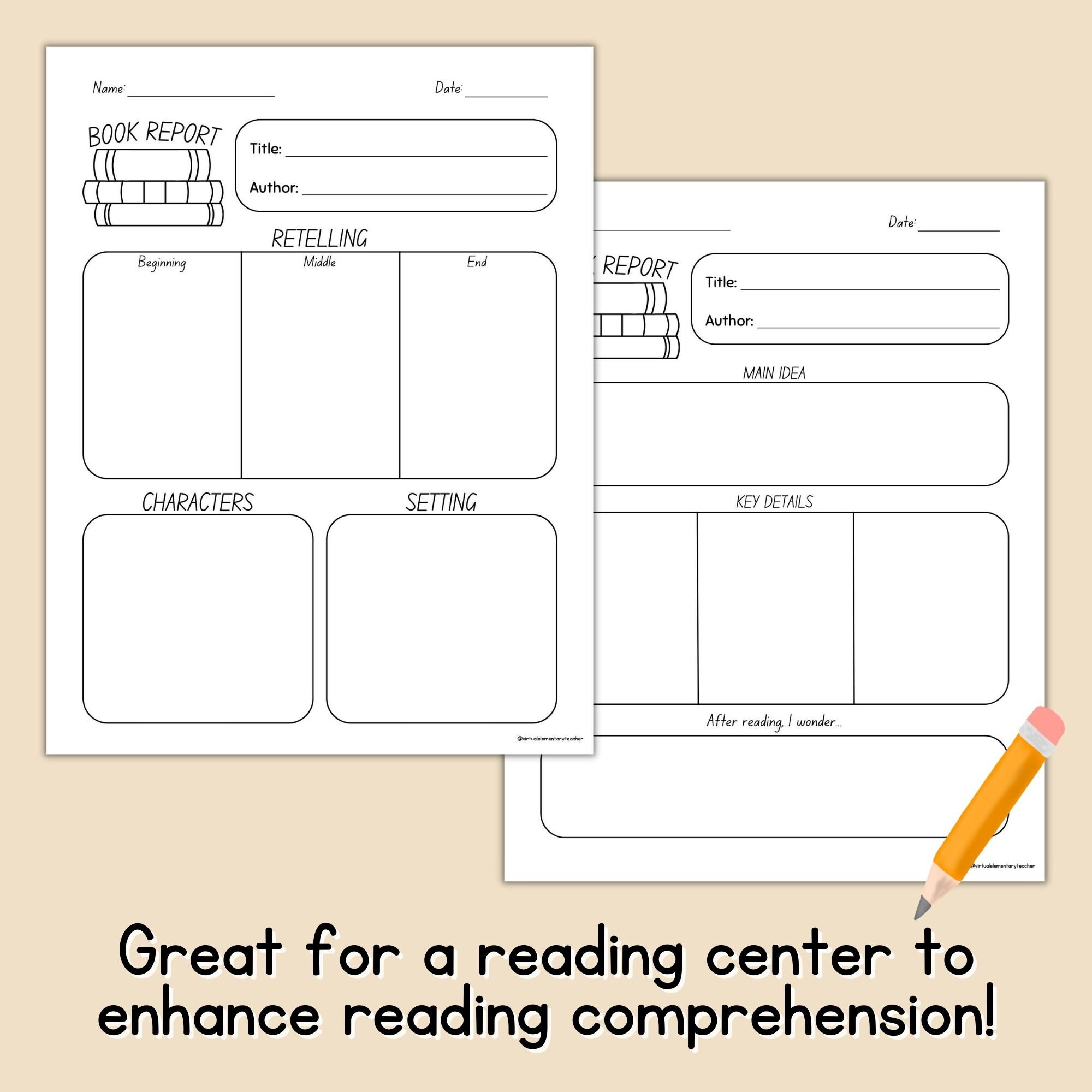 Book Report Templates Reading Comprehension Book Report Worksheets ...