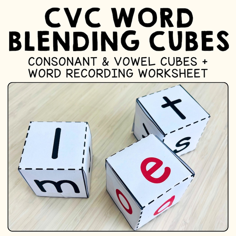 CVC Phonics Activity CVC Word Blending CCVC Blending Activity Writing ...
