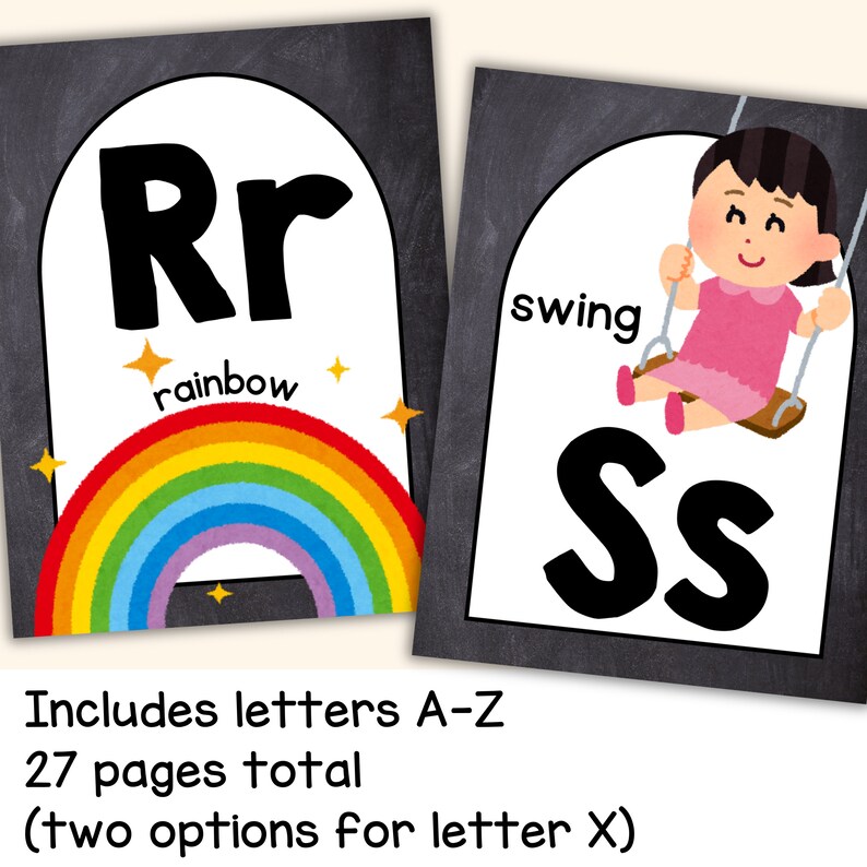 Chalkboard Alphabet Posters | Farmhouse Classroom Decor (PDF) - Etsy