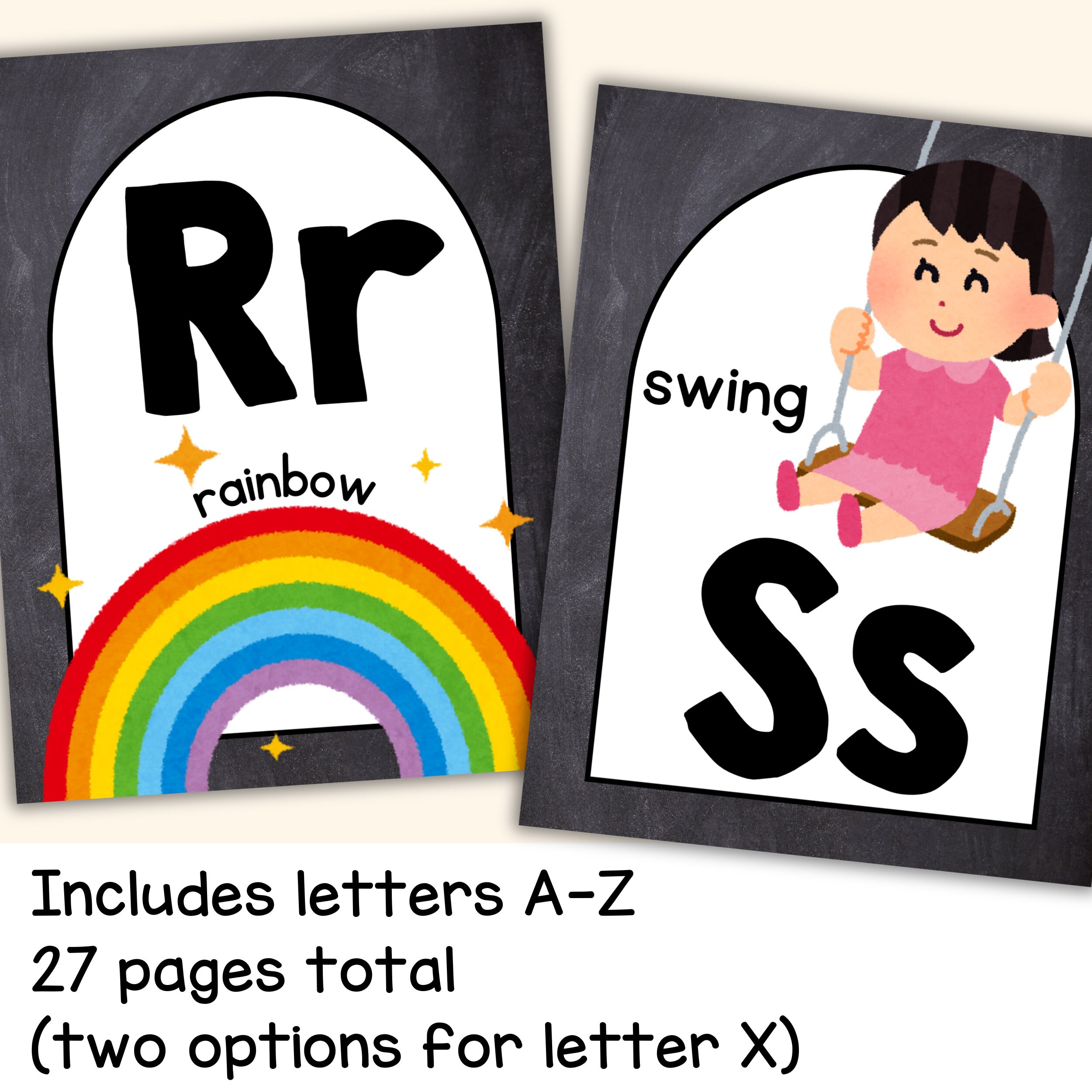 Chalkboard Alphabet Posters ABC Posters Alphabet Banner Decor ...