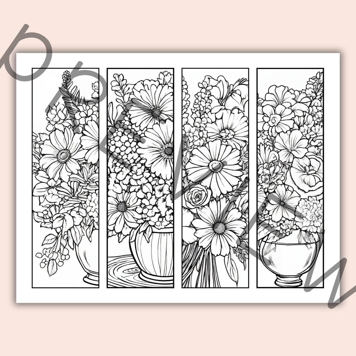 Floral Printable Coloring Bookmarks Flower Coloring Printable Bookmarks ...