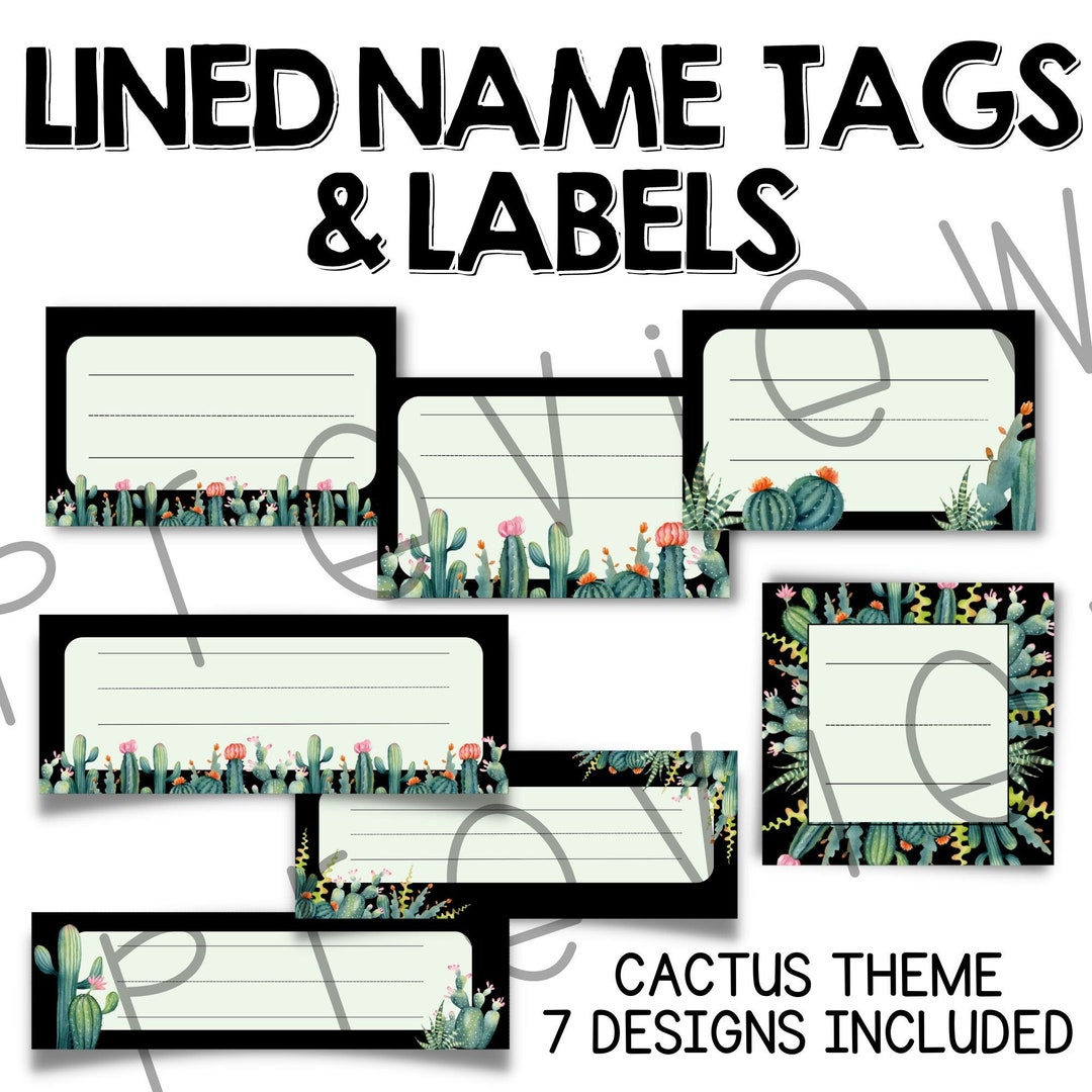 Cactus Classroom Labels, Name Tags, and Decor (printable PDF) - Etsy