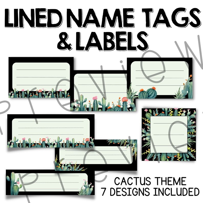 Cactus Theme Classroom Labels and Name Tags Printable Cactus Classroom ...