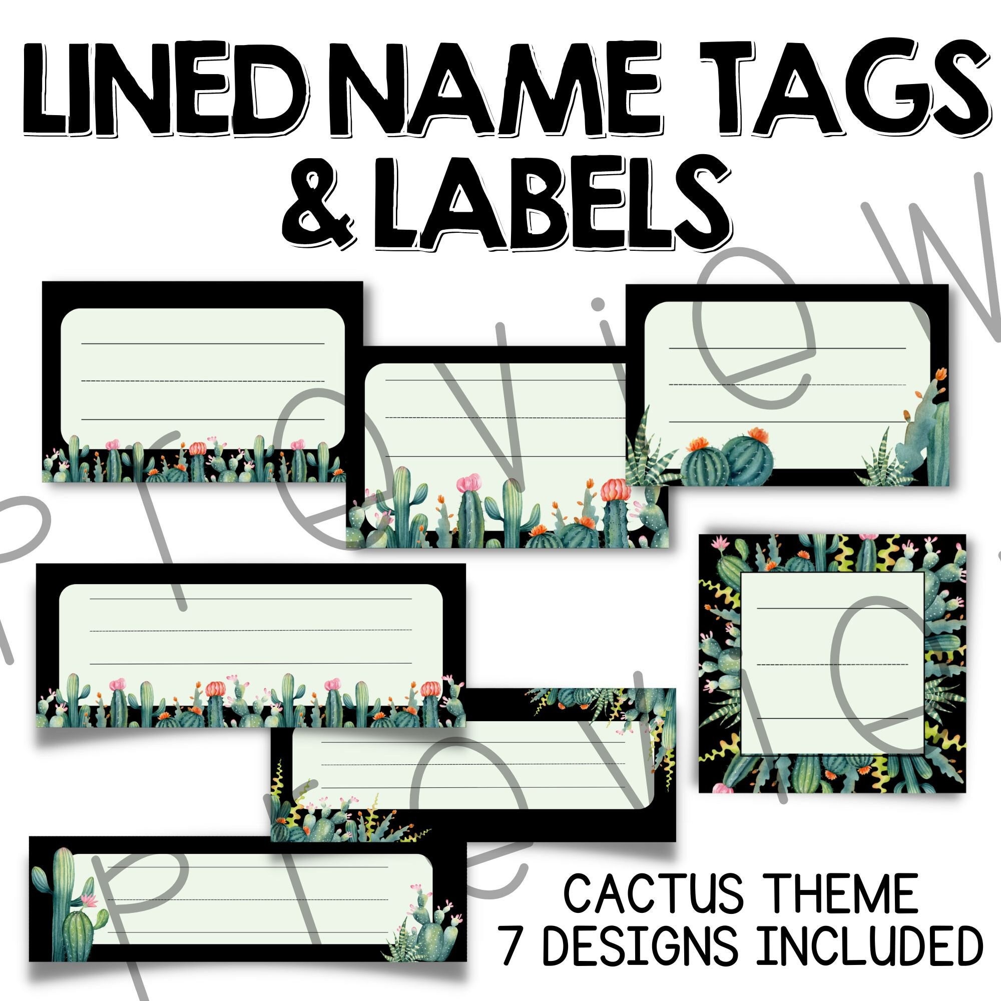 Cactus Theme Classroom Labels and Name Tags Printable Cactus Classroom ...
