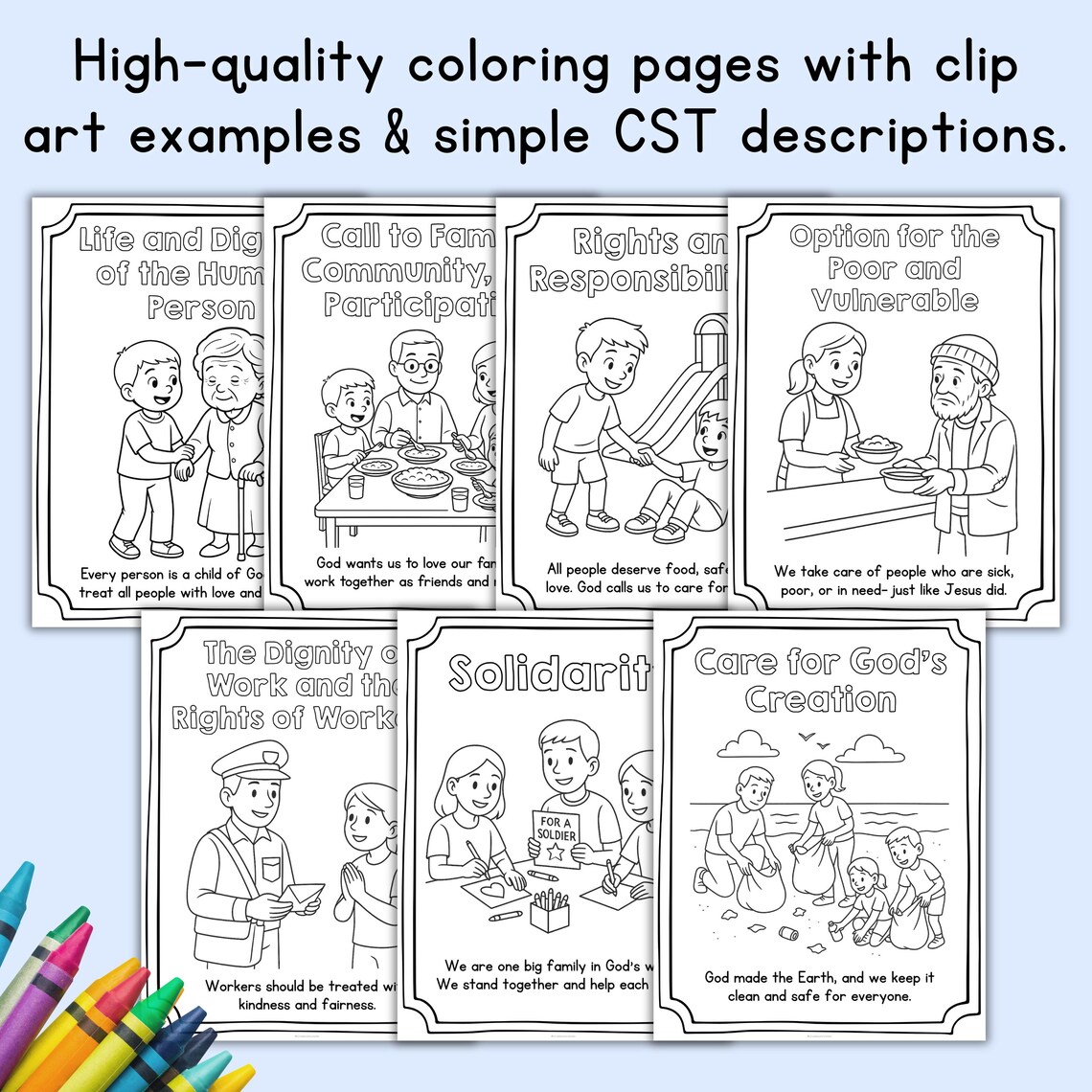 Catholic Social Teaching Posters & Coloring Pages | Classroom Decor ...