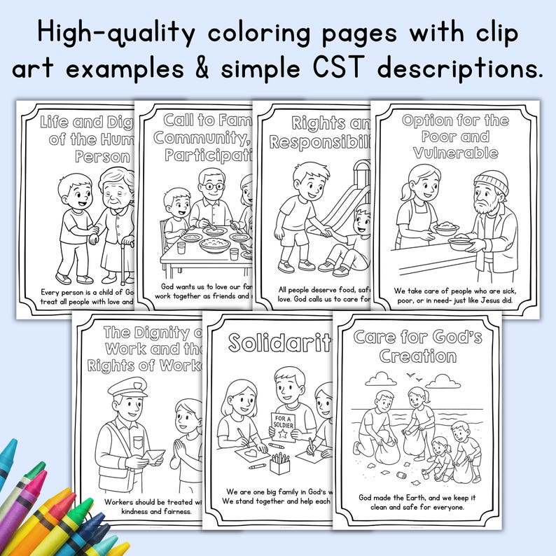Catholic Social Teaching Posters & Coloring Pages | Classroom Decor ...