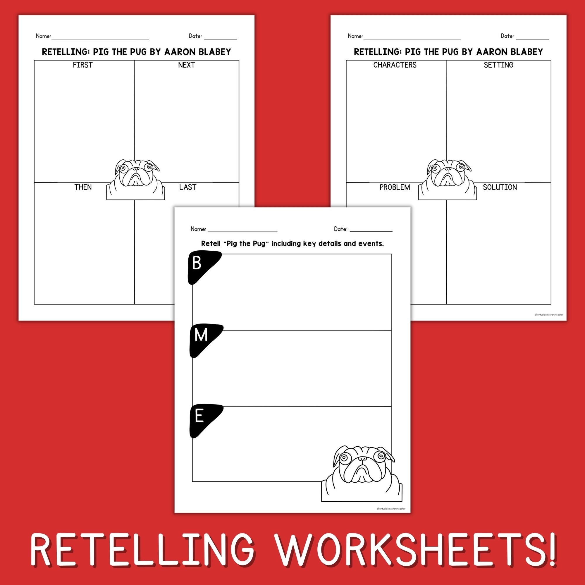 Pig the Pug Coloring Pages Reading & Writing Worksheets Read Aloud ...