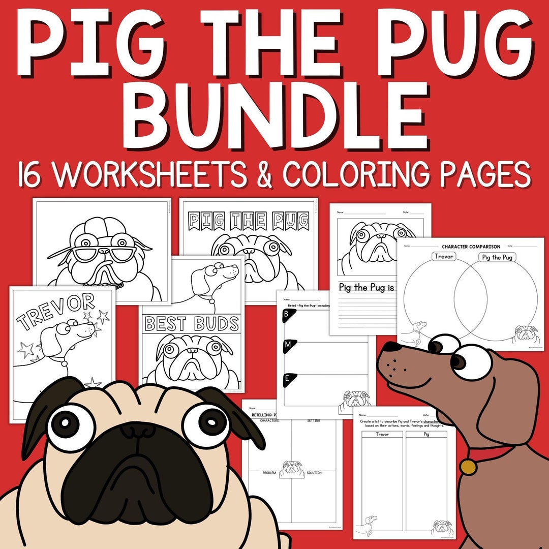 Pig the Pug Coloring Pages & Worksheets Bundle (digital Download) - Etsy