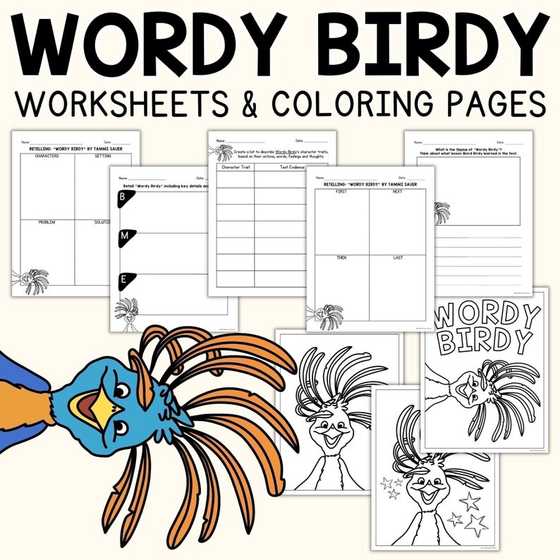 Wordy Birdy Read Aloud Book Companion Worksheets Coloring Pages for ...